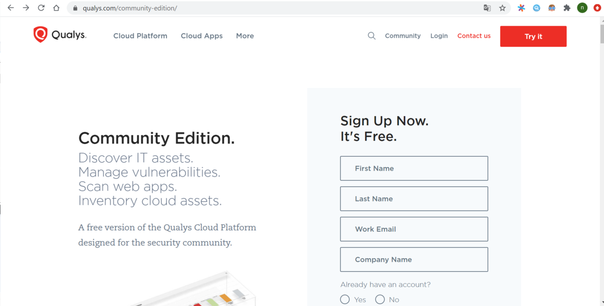 QualysのCommunity Editionの登録方法についてかいてみた - Shikata Ga Nai