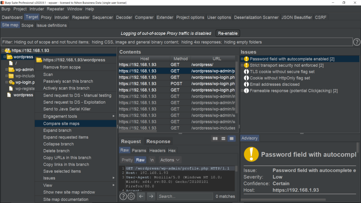 Burp SuiteのCompare site mapsをやってみた - Shikata Ga Nai