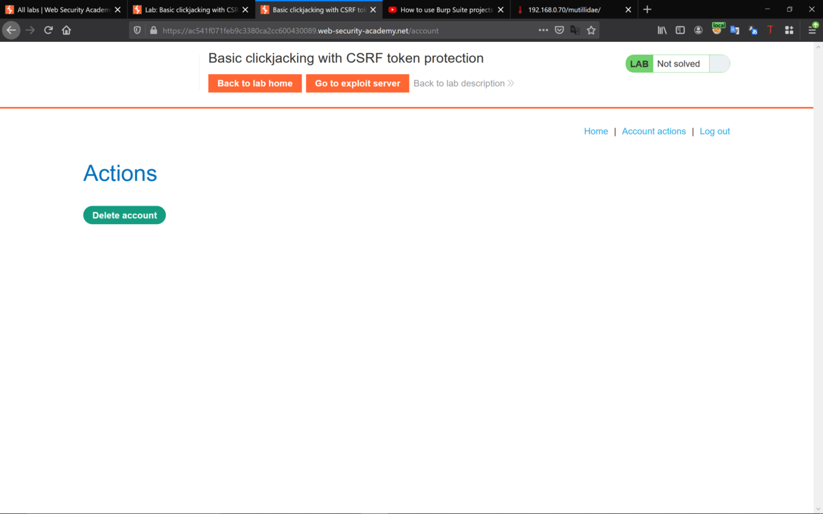 Basic clickjacking with CSRF token protectionをやってみた - Shikata Ga Nai