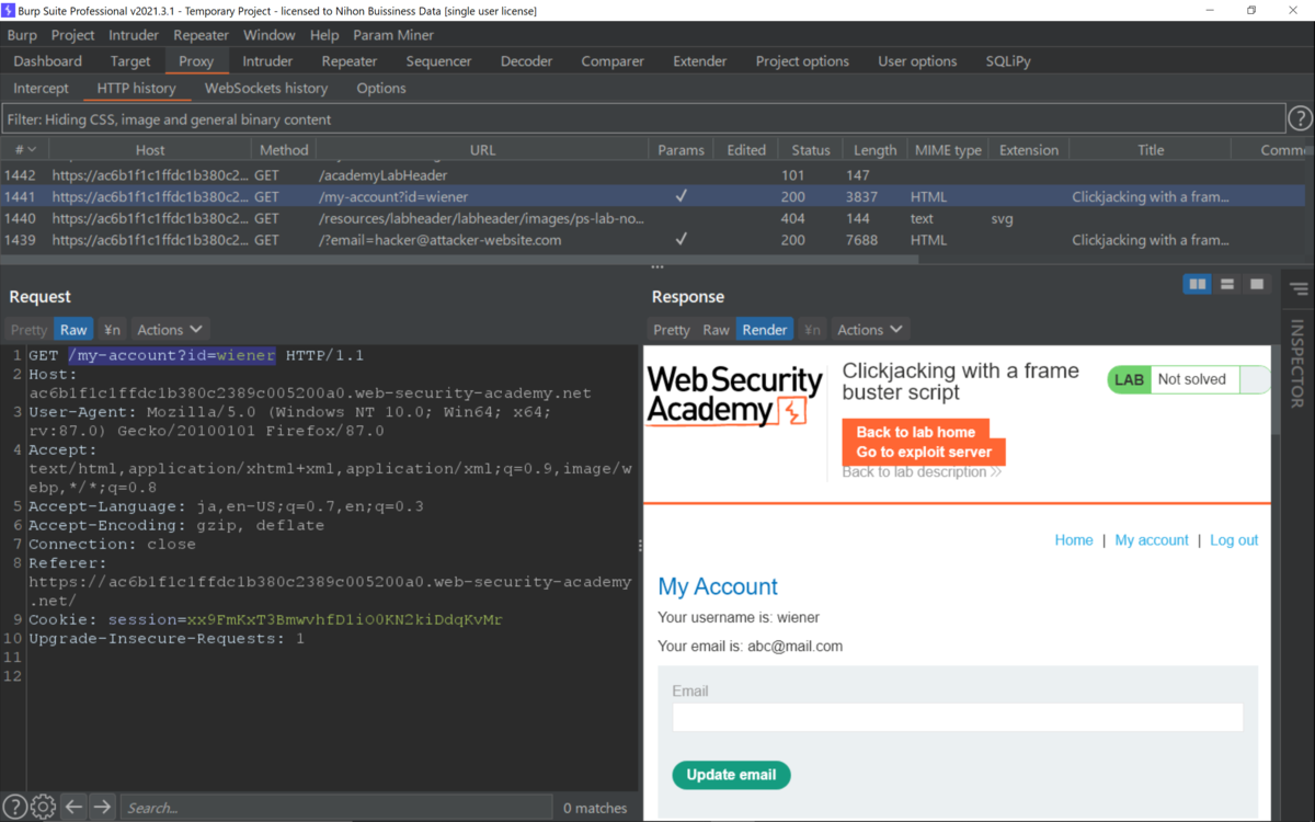 Clickjacking with a frame buster scriptをやってみた - Shikata Ga Nai