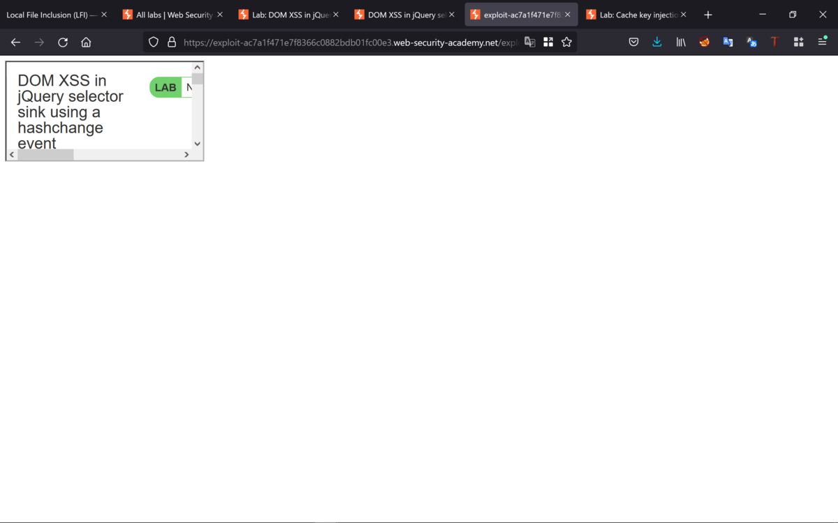 DOM XSS in jQuery selector sink using a hashchange eventをやってみた ...