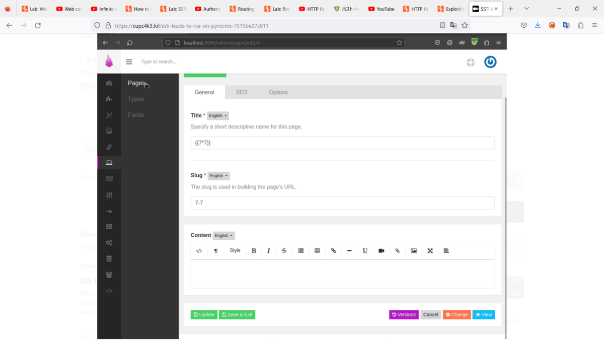 SSTI leads to RCE on PyroCMSを訳してみた - Shikata Ga Nai