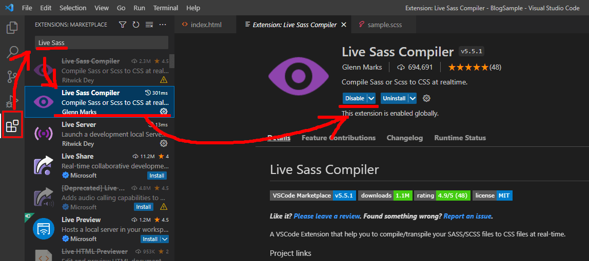 【Live Sass Compiler】VS CodeでSCSSをリアルタイムでコンパイスしてくれる拡張機能をご紹介！ - TomoGのごちゃまぜ倉庫