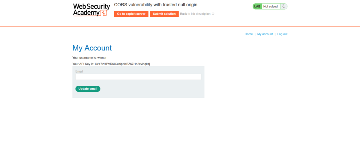 Lab: CORS vulnerability with trusted null origin をやってみた - The light of hope to the other side of ...