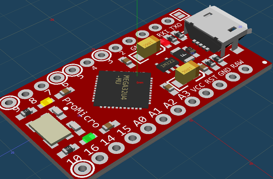 KiCad 向けオレオレ 3Dモデリング Pro Micro 編、後半。 - C++ ときどき ごはん、わりとてぃーぶれいく☆