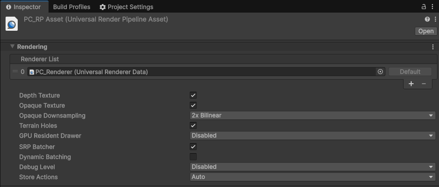 【Rendering】Universal Render Pipeline Asset - Rendering - うぱうぱ日記
