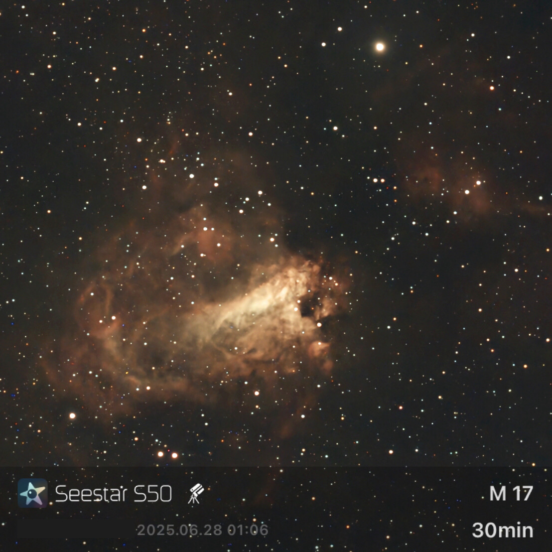 星見娘で電視観望5113(M17 Omega Nebula in Sgr) - よしべや自然博物館