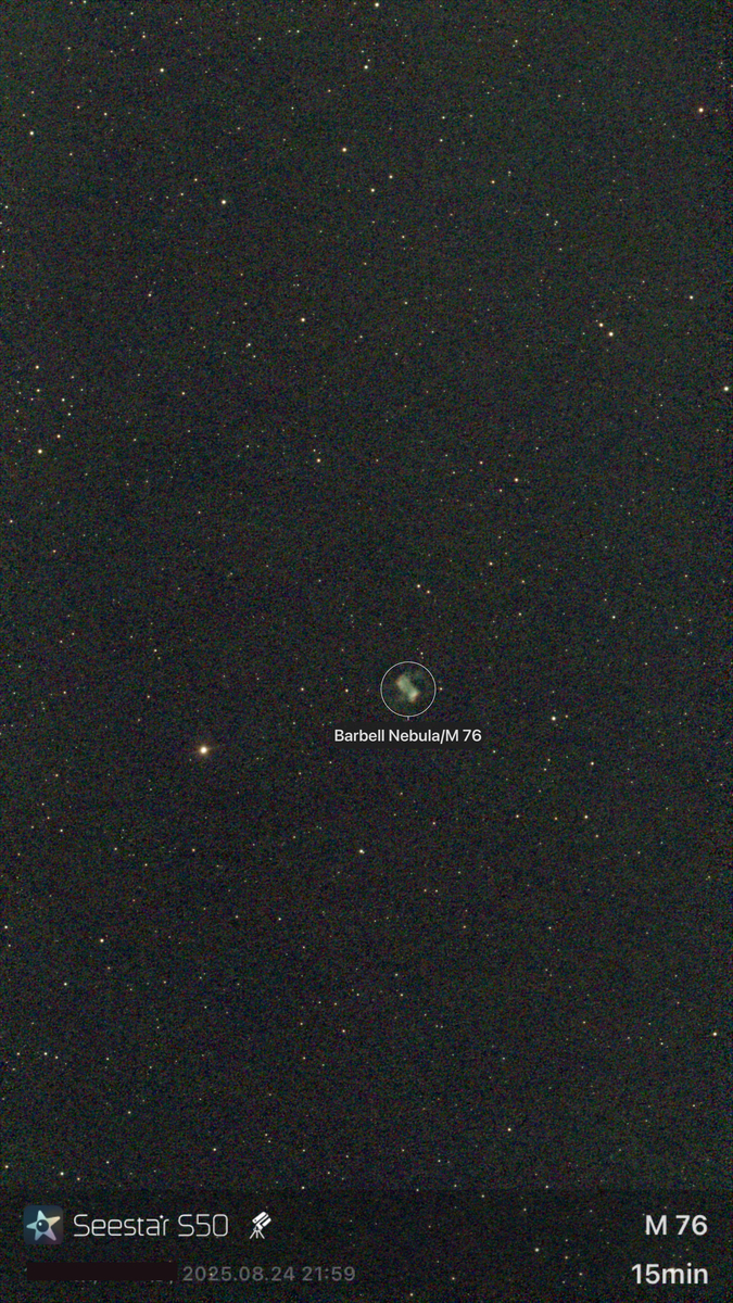 星見娘で電視観望5137(M76 Barbell Nebula in Per) - よしべや自然博物館