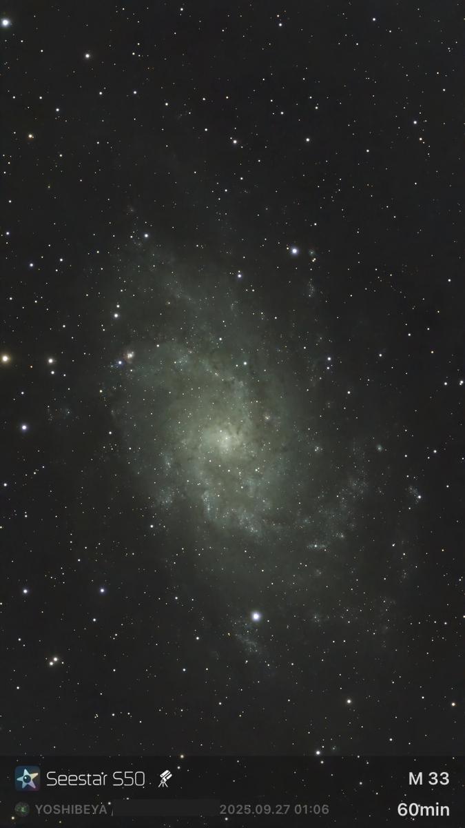 星見娘で電視観望5168(M33さんかく座銀河) - よしべや自然博物館