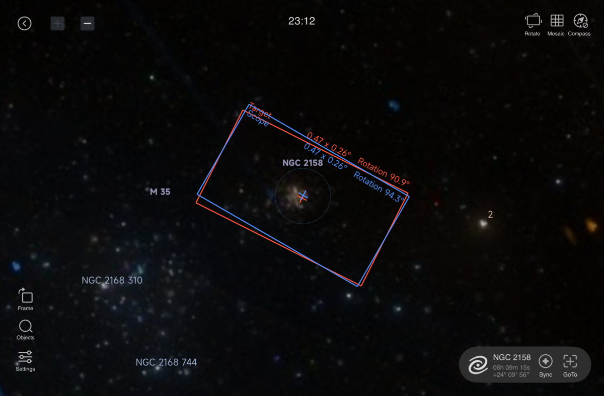 電視観望の記録5038(NGC2158 Open Cluster in Gem) - よしべや自然博物館