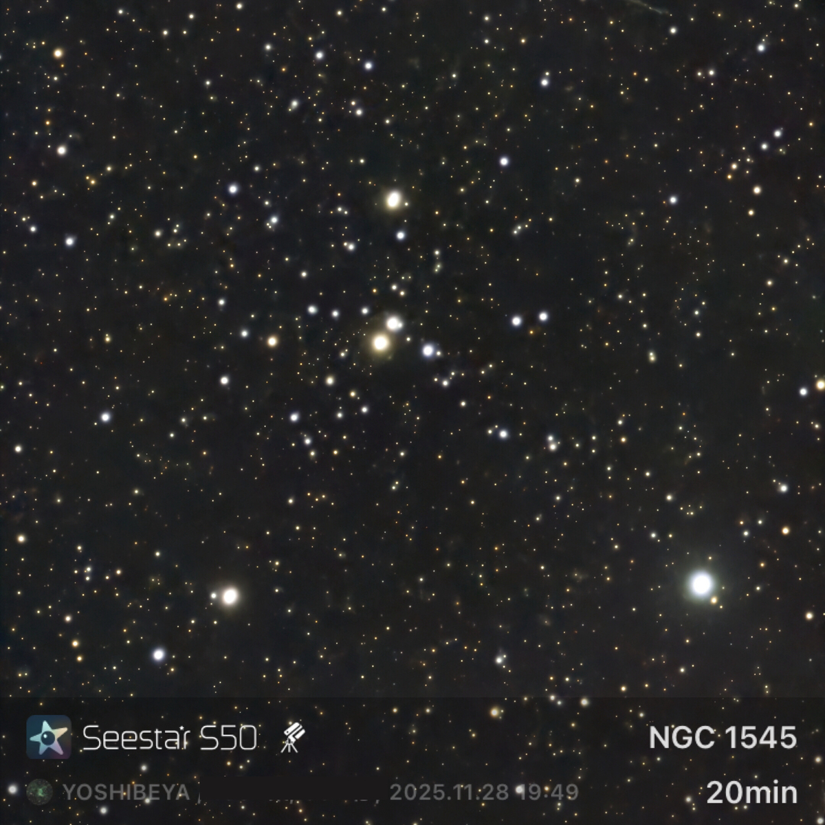 星見娘で電視観望5237(NGC1545 Open Cluster in Per) - よしべや自然博物館