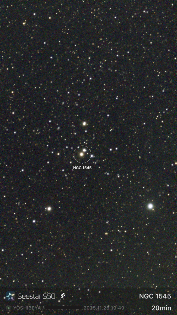 星見娘で電視観望5237(NGC1545 Open Cluster in Per) - よしべや自然博物館