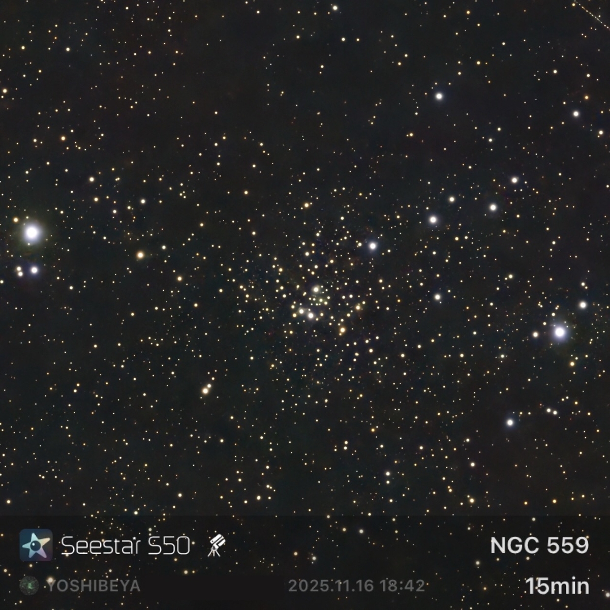 星見娘で電視観望5241(C8/NGC559 Open Cluster in Cas) - よしべや自然博物館