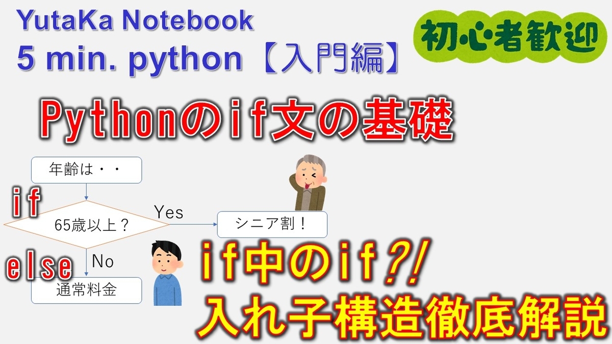 【解説動画あり】pythonの条件分岐if Elseの使い方｜python超入門シリーズ【第15回】 Yutakaのpython教室