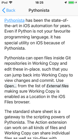 iOSのGitクライアント Working Copy と Pythonista3 の組合わせが素晴らしい - a_sue’s diary