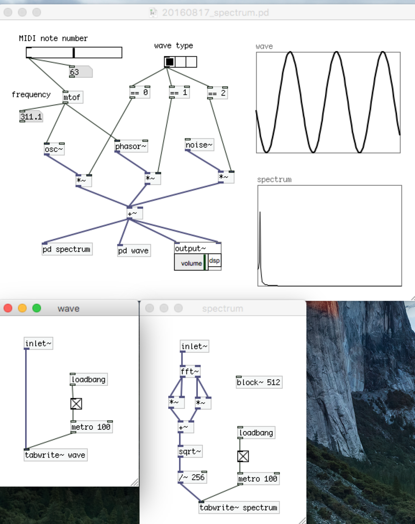 Pure Dataでスペクトラムを表示する - aa develop