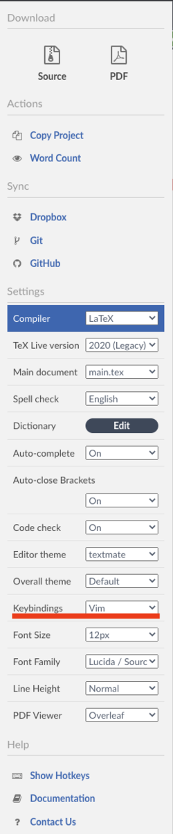 OverleafでVimやEmacsのキーバインドを使う - acchan’s blog