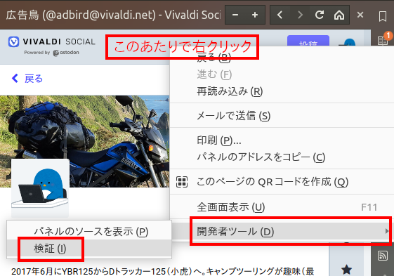 Vivaldiパネル上の Vivaldi Social（ビバ丼） のアイコン周りの余白を狭くする - adbird（広告鳥） 備忘録