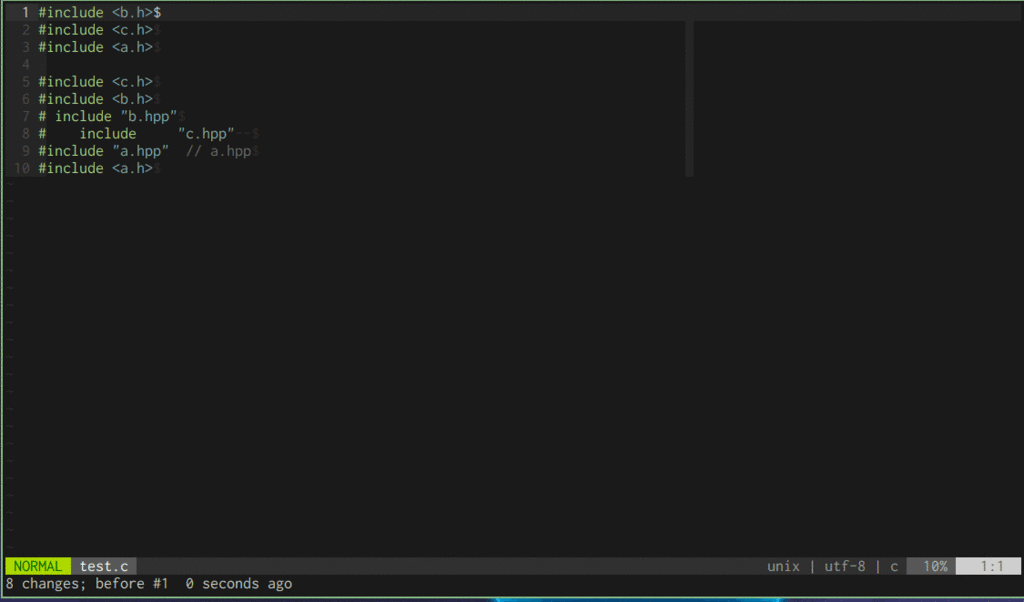 #include をソートするVimプラグインを作りました - 右上