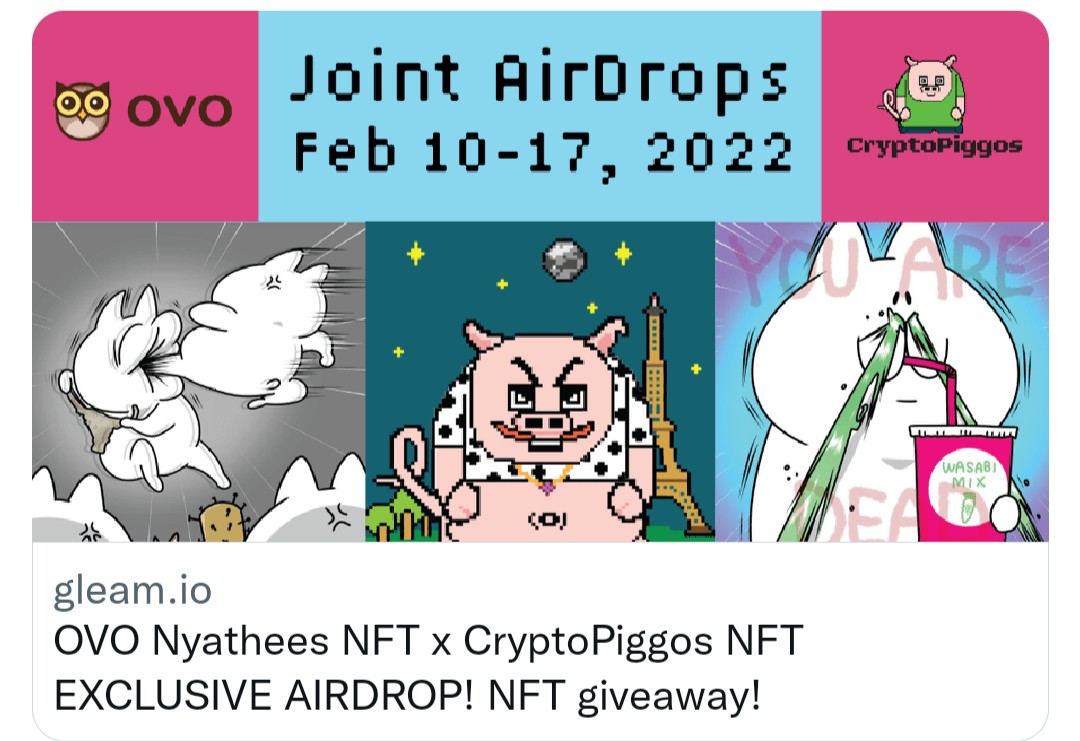 Nyathees NFT x CryptoPiggos NFT EXCLUSIVE - エアドロ専用 なるべく全員もらえるエアドロ紹介
