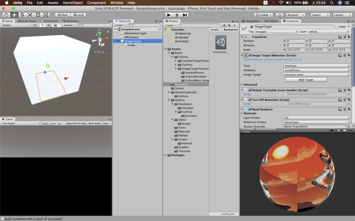 Unity でARを簡単にやる二つの方法~Vuforia編~ - Aizu-Progressive xr Lab blog