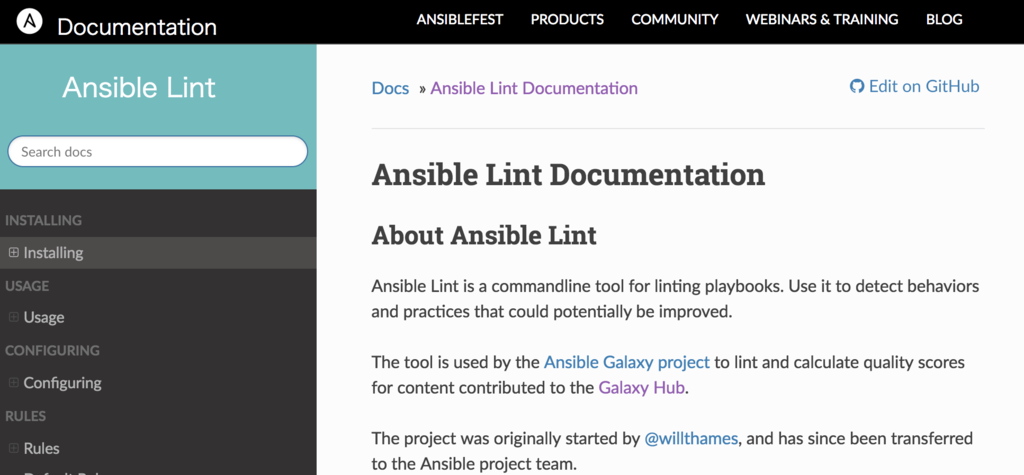 Ansible 公式 Lint ツール、ansible Lint 400 リリース。新しいドキュメントサイトやデフォルトルール追加など てくなべ Tekunabe 