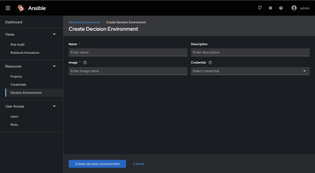 [Ansible] EDA (Evnet-Driven Ansible) Controller / eda-server を docker compose でデプロイして画面を探索してみる ...