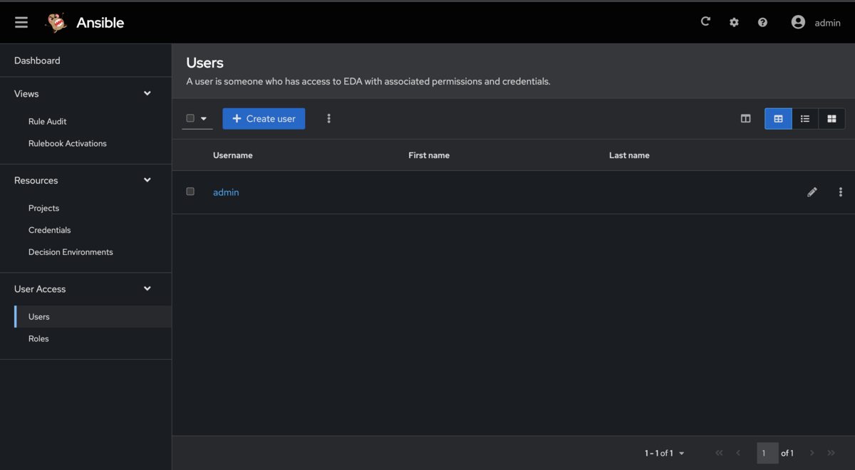 [Ansible] EDA (Evnet-Driven Ansible) Controller / eda-server を docker compose でデプロイして画面を探索してみる ...
