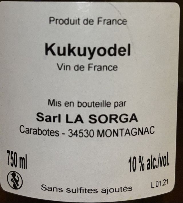 Kukuyodel La Sorga 2021 - AkiraのWine Tasting日記