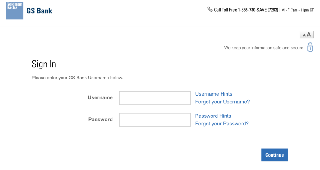 GS Bankのログイン後メニュー その1 (Accounts) - alphabetica’s diary