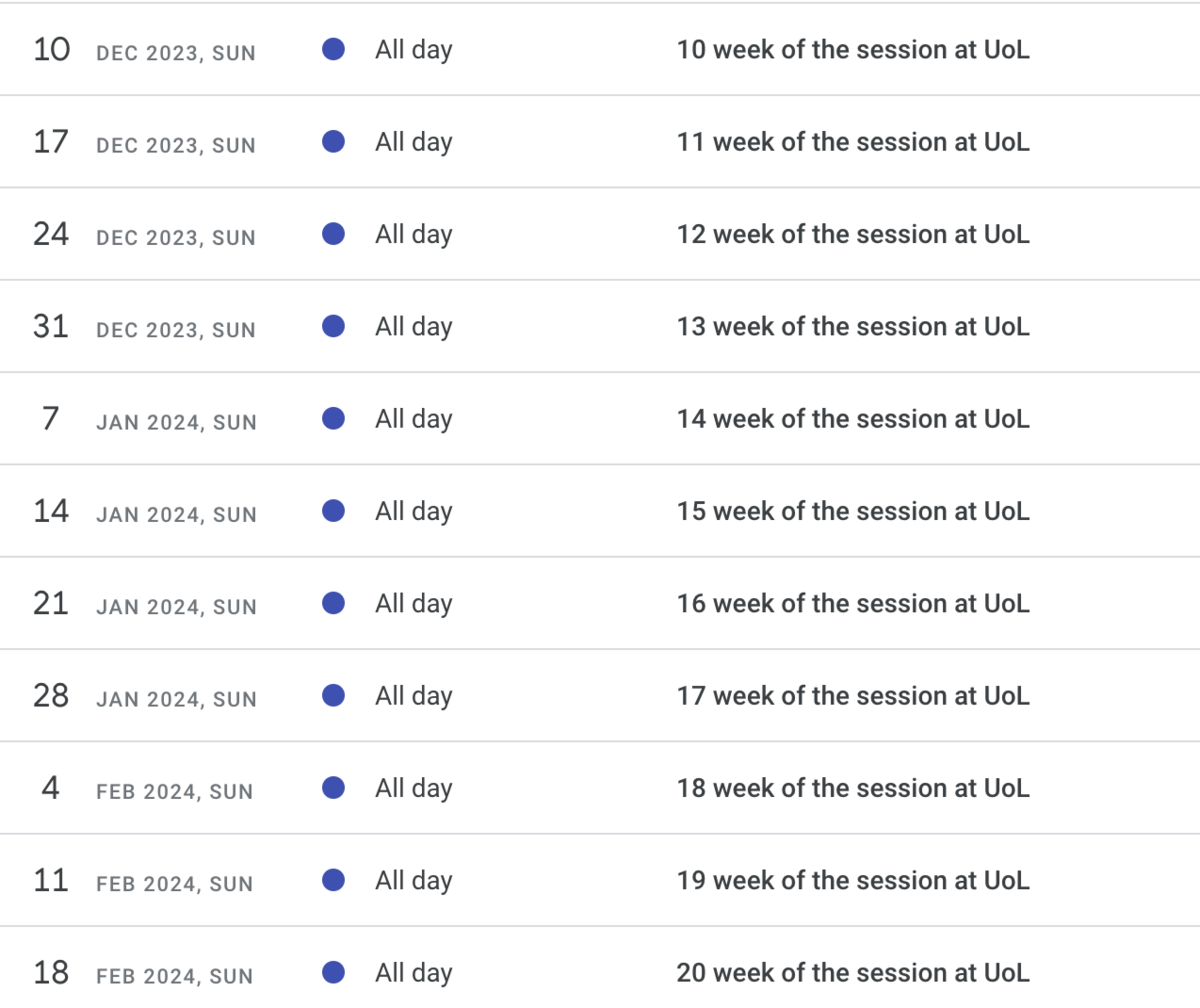 I've implemented a code that makes schedules that express the week ...