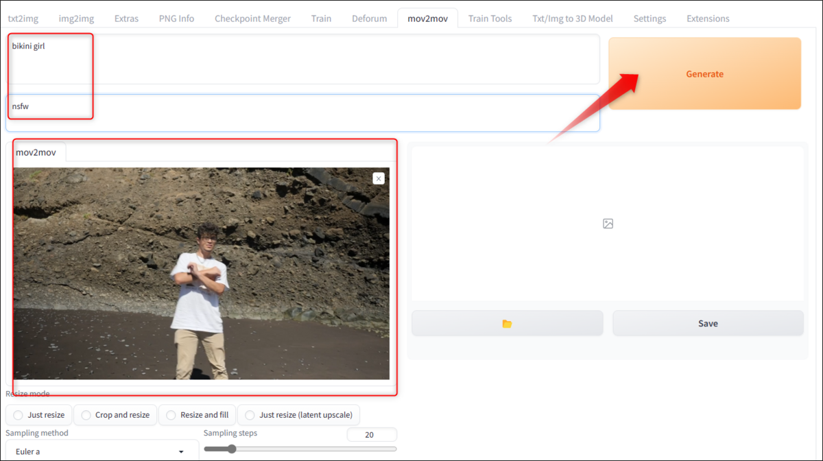 【Stable Diffusion Web UI】機能拡張：動画作成「Mov2Mov」インストール・使い方 - AIの教科書ブログ