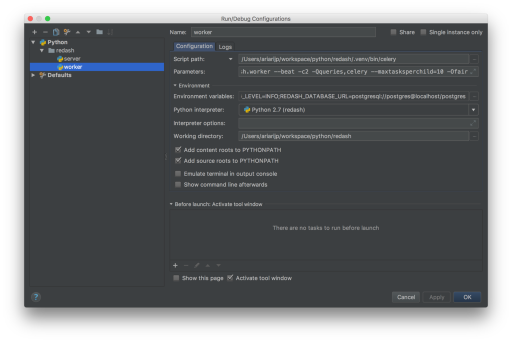 Redash を PyCharm Community Edition でデバッグする - ariarijp’s blog