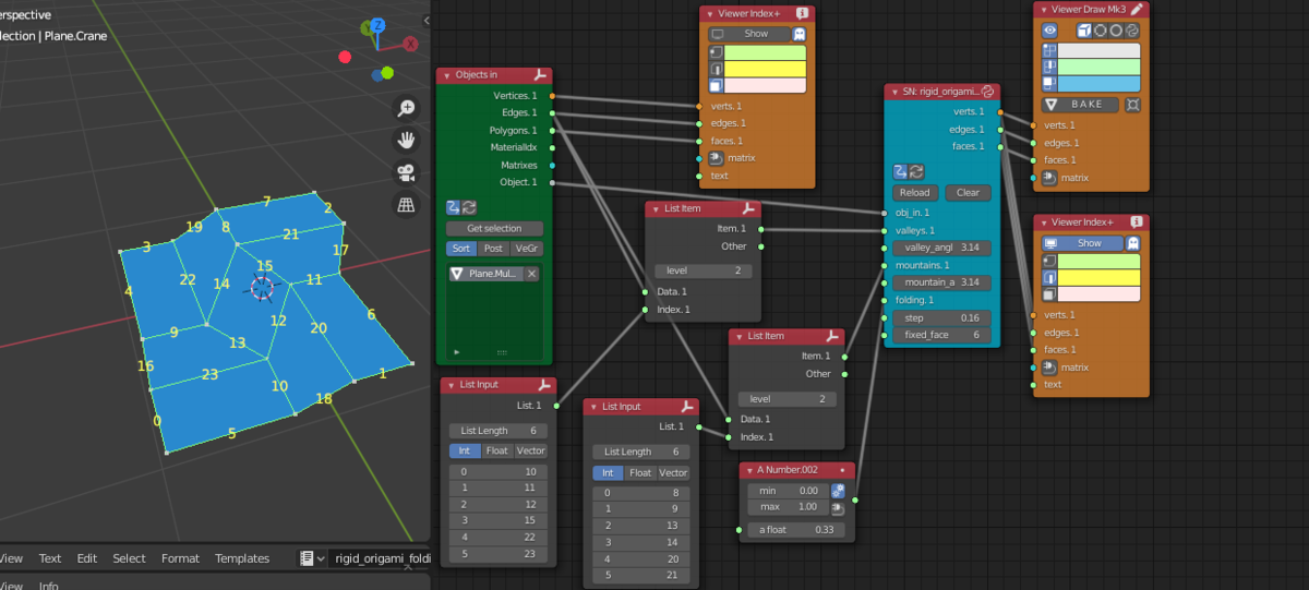 Rigid Origami Folding Examples with Sverchok - Kukan Kogei -空間工芸-