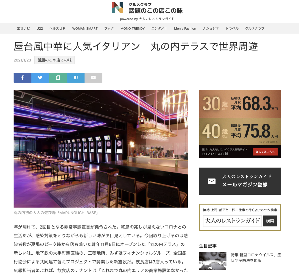 [コラム連載]『NIKKEI STYLE』（日経電子版）で「丸の内テラスで世界周遊」の記事を書きました - フードライター浅野陽子の美食手帖