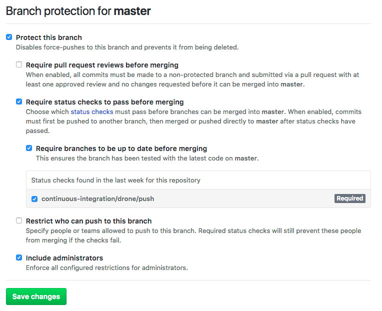 drone.io テストが通ってないプルリクエストのマージを禁止したい - ashphy's commit logs