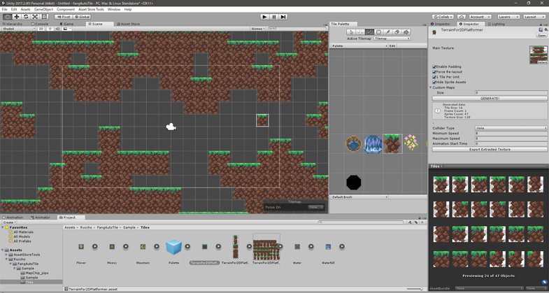 【新作無料アセット】わずか5枚のタイル素材で全隣接パターンを自動生成！UnityのTilemapとして扱える便利な2Dタイル描画補助ツール ...