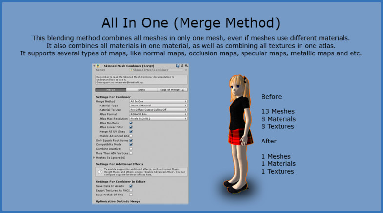 【公式セール 11月2日15:59迄】VRChat アバターの最適化に利用可能！複数のSkinned Meshを結合して負荷を軽減するツール（Unity2017.4.28f1で動作検証済み ...