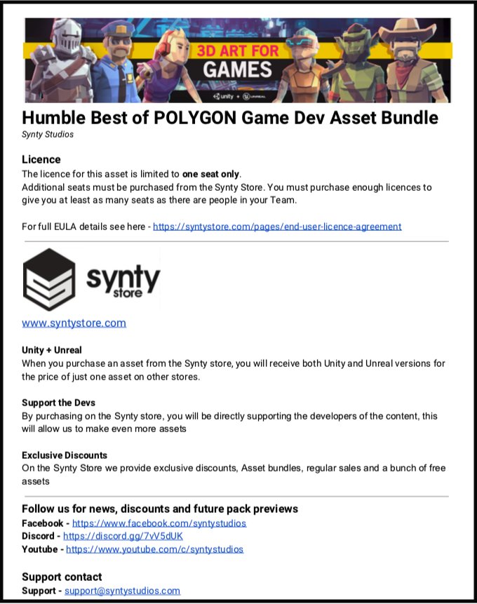 【Humble Bundle】大人気ローポリ作家synty studiosによる破格バンドルが新登場！Unity、Unreal Engine版が両方手に入る『Humble Best of ...