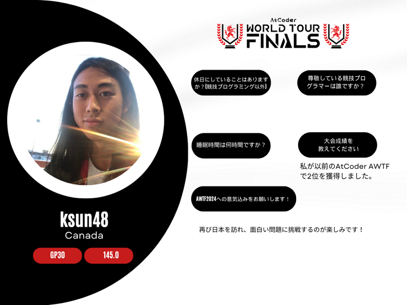 AtCoder World Tour Finals 2024 参加者プロフィール - AtCoderInfo