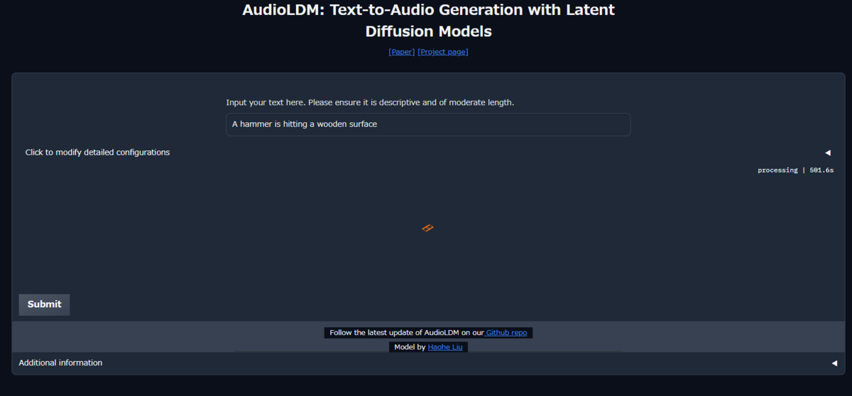 AudioLDMでtext to audioを行う - yousanのメモ