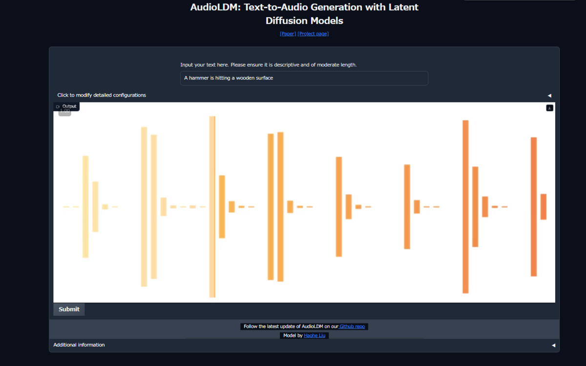 AudioLDMでtext to audioを行う - yousanのメモ