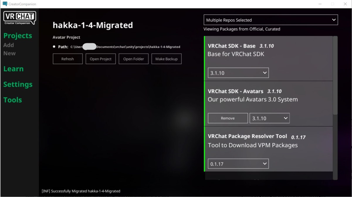 2022年末にVRCSDKのunitypackageファイルでの配布が終わるので、アバターやワールドのUnityプロジェクトなどはVRChat Creator Companion(VCC)で ...