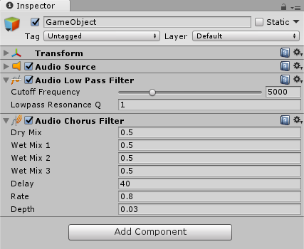 【Unity】AudioSource や AudioListener にエフェクトを適用できる6つのコンポーネント - コガネブログ