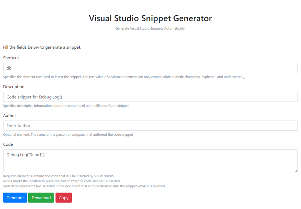 【Visual Studio】オンラインでスニペットを簡単に作成できる「Visual Studio Snippet Generator」紹介 ...