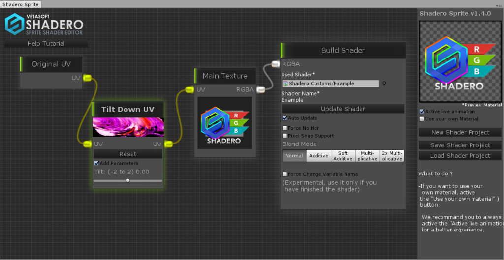 【Unity】「Shadero Sprite」Animated ノード、Tilt ノード紹介 - コガネブログ