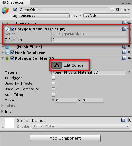 【Unity】PolygonCollider2D を使用してメッシュを生成できる「Polygon2D Editor for Unity」紹介 - コガネブログ
