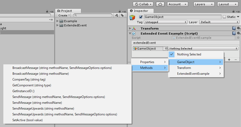 【Unity】UnityEvent よりも多くのプロパティや関数を Inspector で指定できるイベント「Unity3D-ExtendedEvent」紹介 - コガネブログ